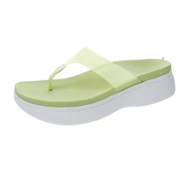 Vionic | Shoes | New Vionic Luminous Wedge Flip Flops In Pale Lime ...